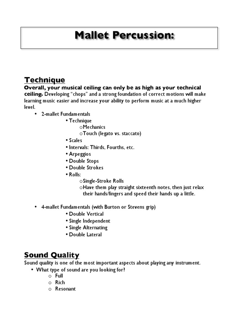 Fresh Approach to Mallet Percussion Techniques | PDF | Musical ...