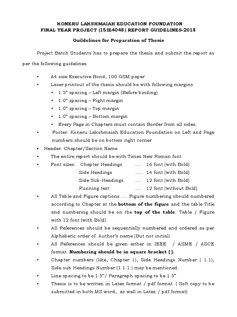 B.tech Project Report Guidelines 2018 | PDF | Thesis | Writing