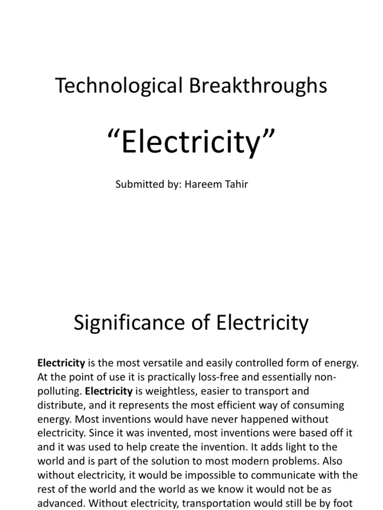 Technological Breakthroughs | PDF | Fossil Fuels | Electricity