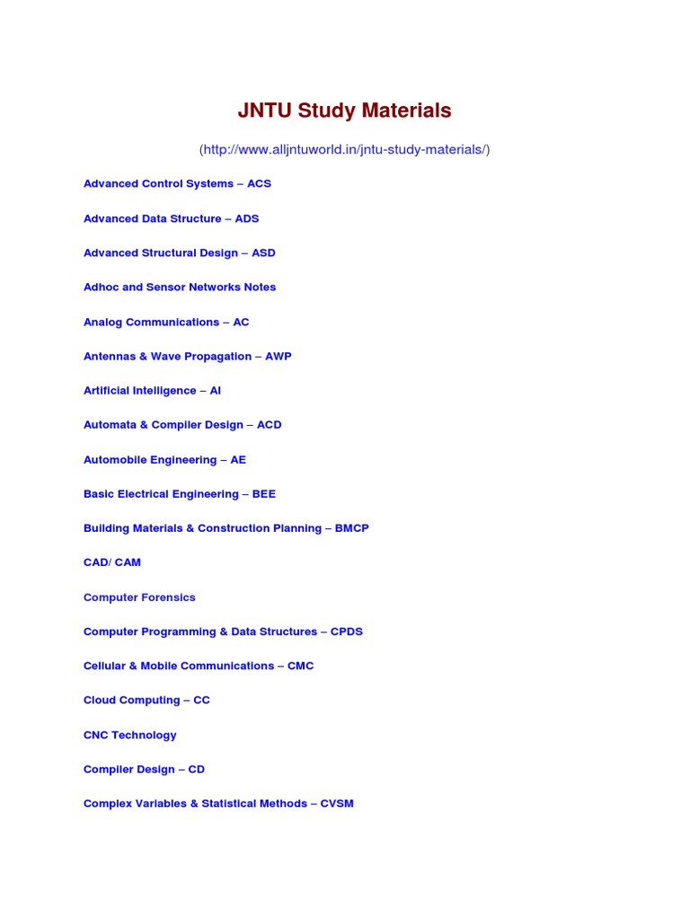 JNTU Study Materials | PDF | Engineering | Machines