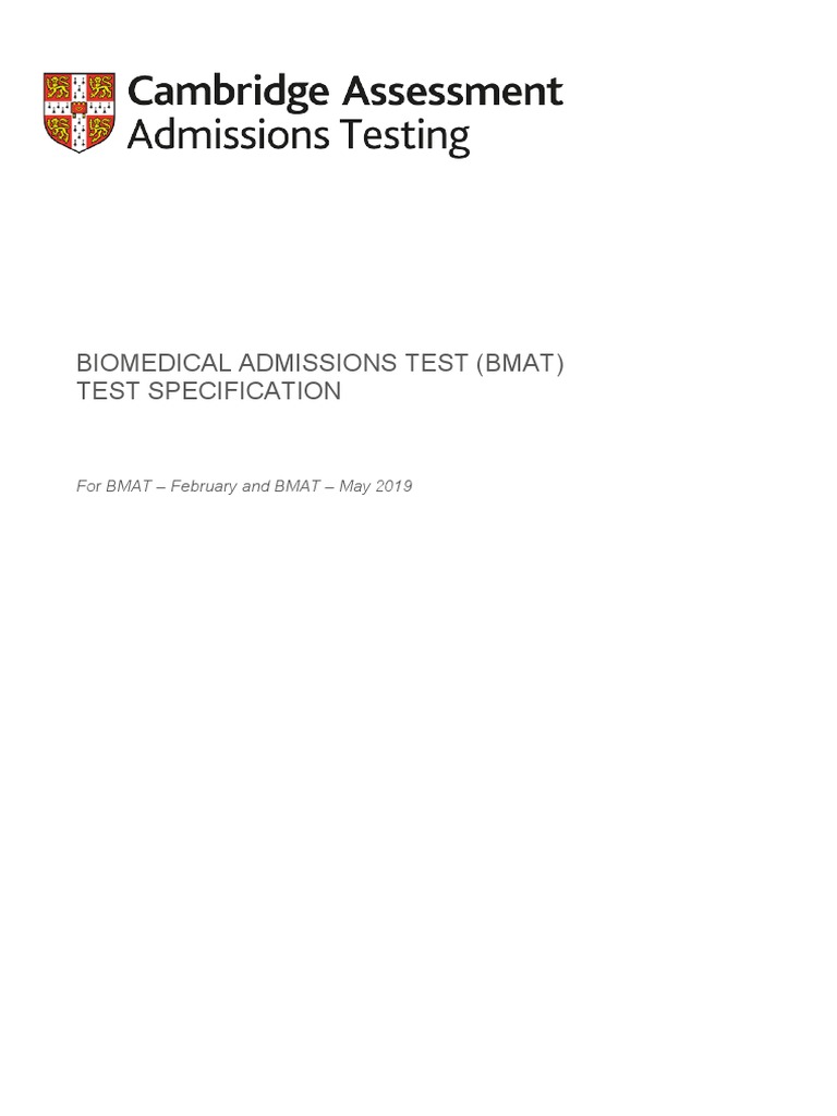 BMAT 2019 Test Specification: An Overview of the Format, Content, and ...