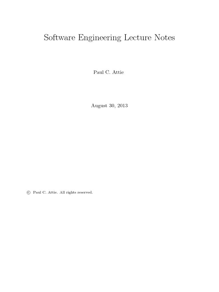 Software Engineering Lecture Notes: Paul C. Attie | PDF | First Order ...