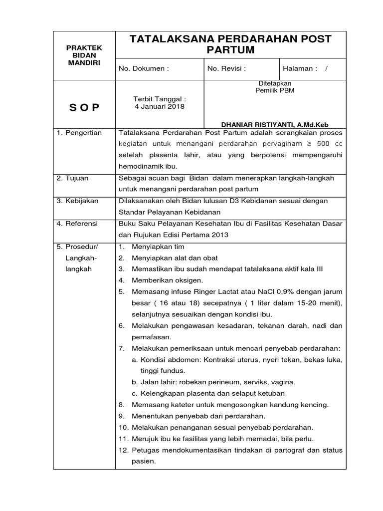 Sop BPM HPP | PDF