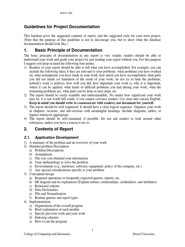 Guidelines For Project Documentation | PDF | Documentation | Computer ...