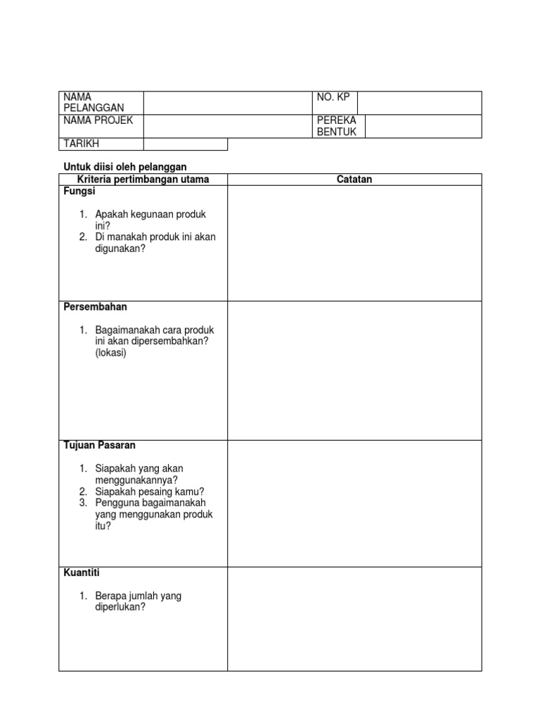 Borang Projek Brief | PDF