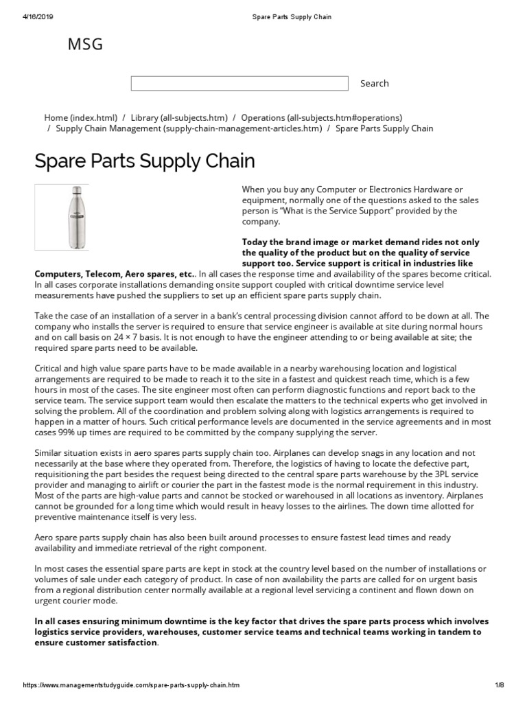 Spare Parts Supply Chain | PDF | Logistics | Supply Chain