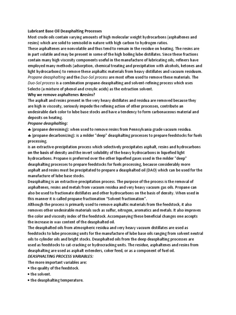 Lubricant Base Oil Deasphalting Processes | PDF | Petroleum | Hydrocarbons