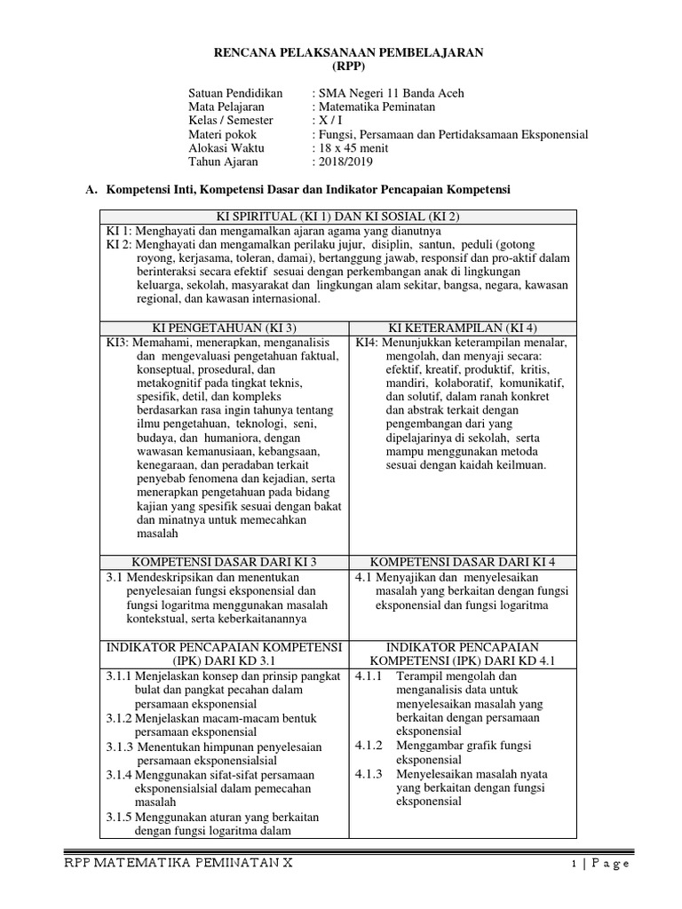 RPP Eksponen Fix | PDF | Metode & Bahan Ajar