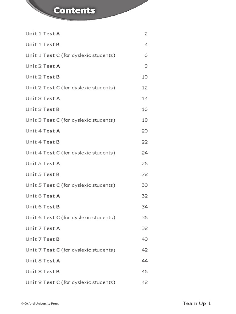Team Up 1 Tests PDF | PDF