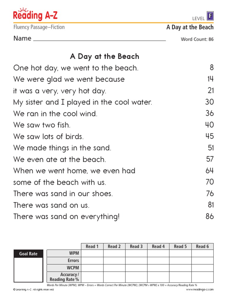 Fluency PP F A Day at The Beach | PDF | Hobbies | Units Of Measurement
