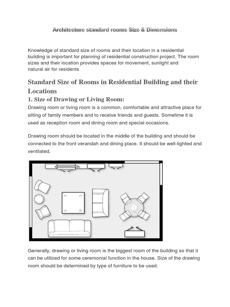 Standard Room Sizes in Residential Design | PDF | Room | Bedroom