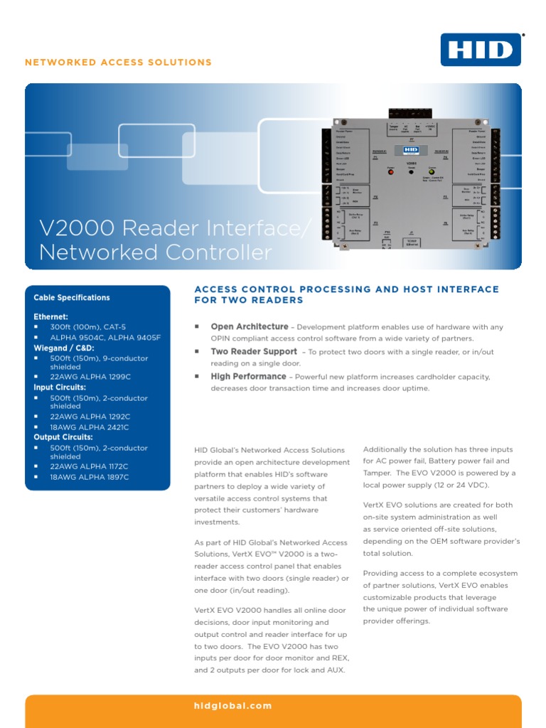 Vertx Evo v2000 Controller Ds en | PDF | Access Control ...