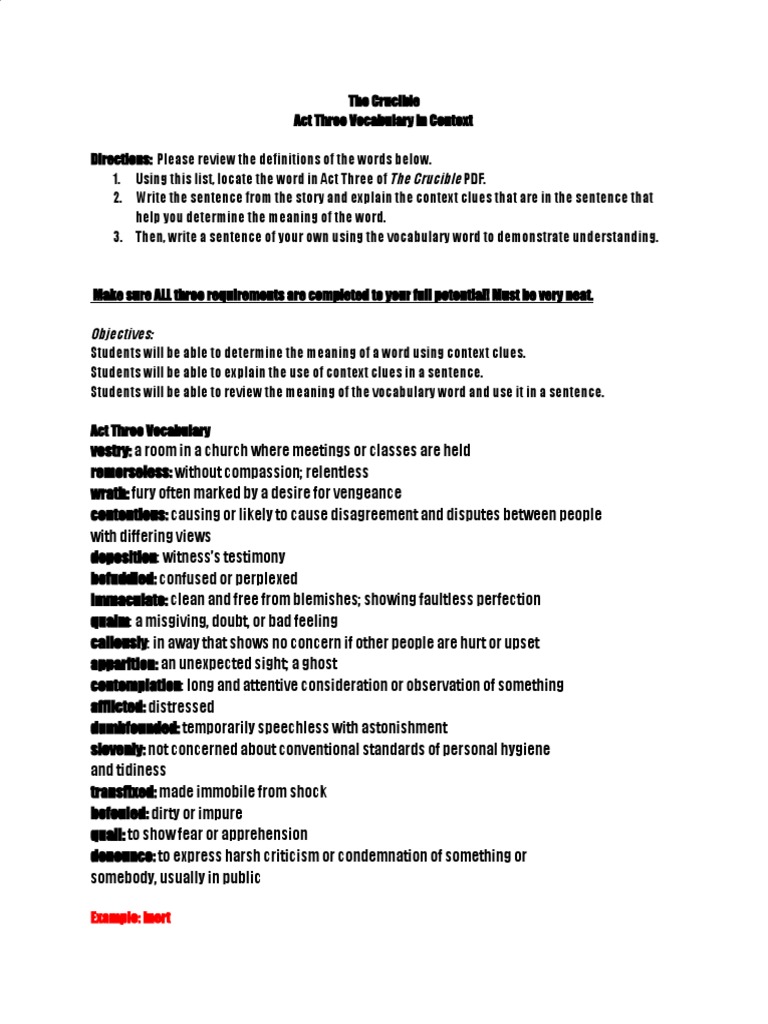 Zachary Fioravanti - The Crucible Act Three Vocabulary | PDF | Philosophy