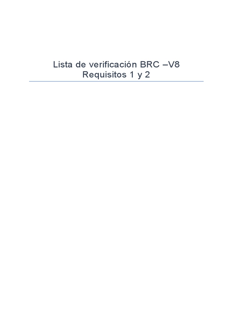 Checklist BRC v8 Requisitos 1 y 2 | PDF | Análisis de Riesgo y Puntos ...