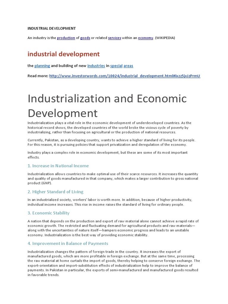Industrial Development | PDF | Economies | Business