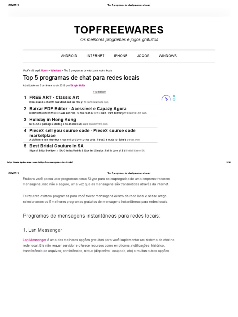 Top 5 Programas de Chat para Redes Locais | PDF | Rede local | Mensagem ...