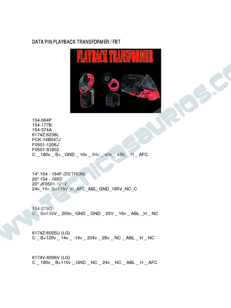 Data Pin Flybacks Por Modelo | PDF | Business