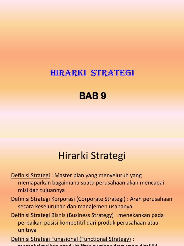Pertemuan 9 Hirarki Strategi PDF | PDF | Bisnis