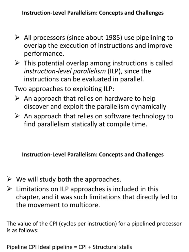 Instruction Level Parallelism Ilp Since The Pdf Parallel Computing Central Processing Unit