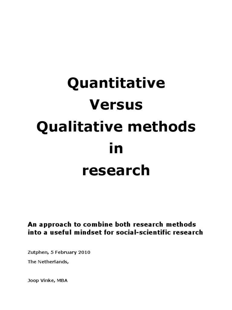 Quantitative Vs Qualitative Methods | PDF | Qualitative Research ...