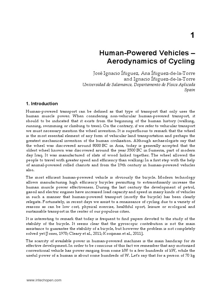 InTech-Human Powered Vehicles Aerodynamics of Cycling PDF | PDF ...