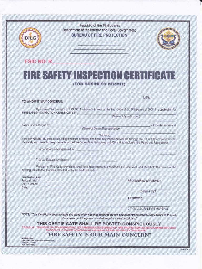 Fire Safety Inspection Certificate Guide | PDF | Fire Safety ...