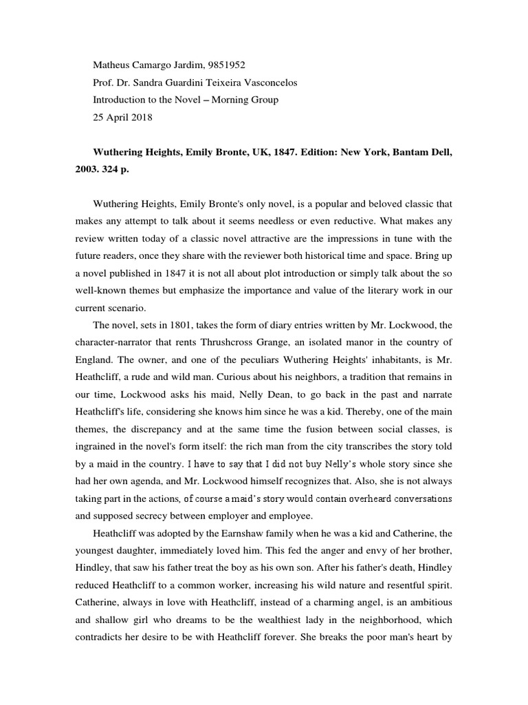 Review Wuthering Heights (Final) | PDF | Heathcliff (Wuthering Heights ...