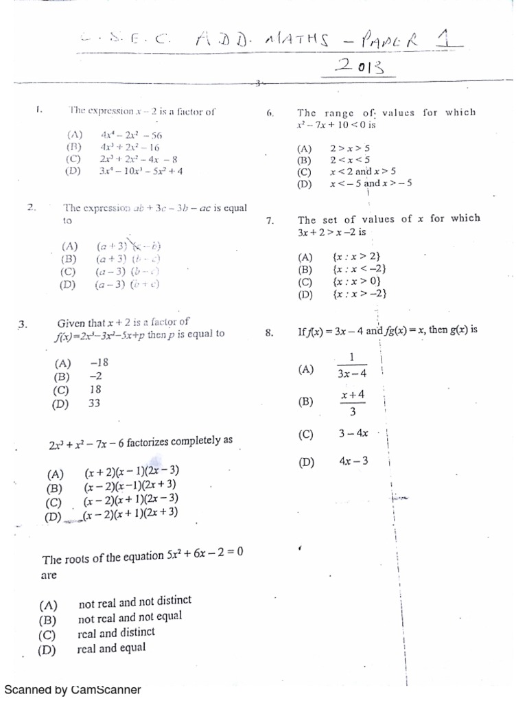 Csec Add Math 2013 p1 | PDF