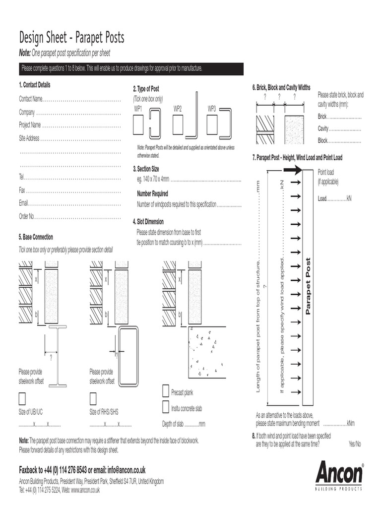 Parapet Post Design Sheet | PDF