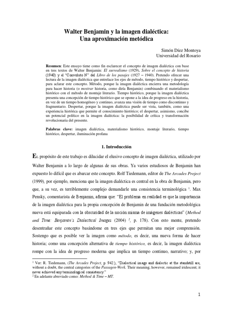 Imagen Dialéctica en Walter Benjamin | PDF | Materialismo | Dialéctico