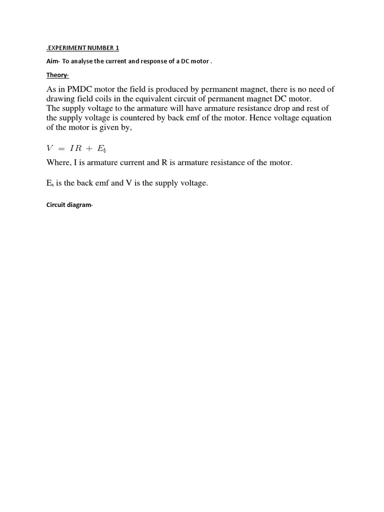 Experiment Number 1 | PDF | Electric Motor | Magnetic Devices