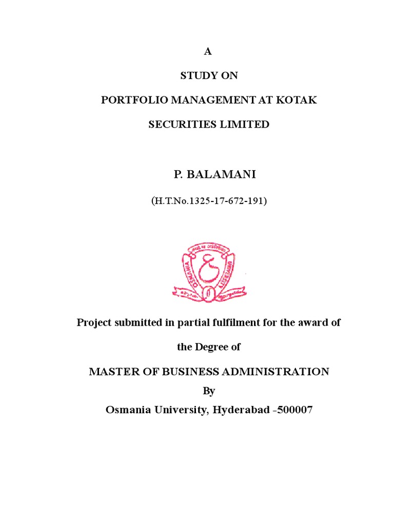 Project Gudelines FOR FRONT PAGE | PDF | Investment Management ...