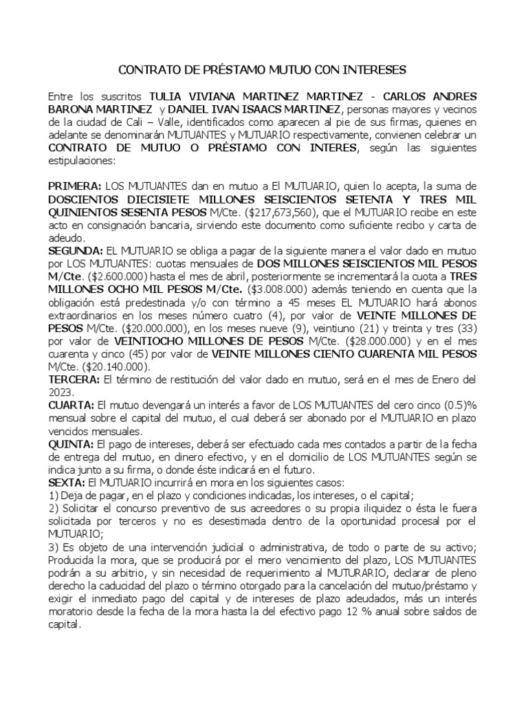 Contrato de Mutuo Con Interes | PDF | Interés | Gobierno