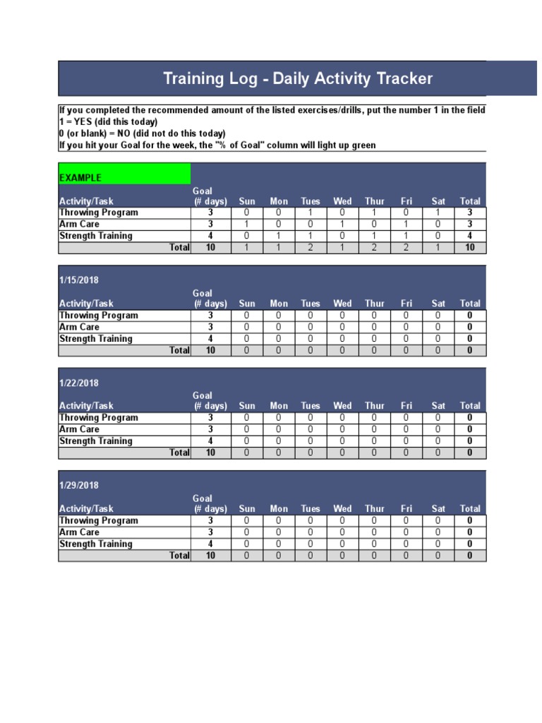 Daily Activity Tracker | PDF | Physical Exercise | Leisure