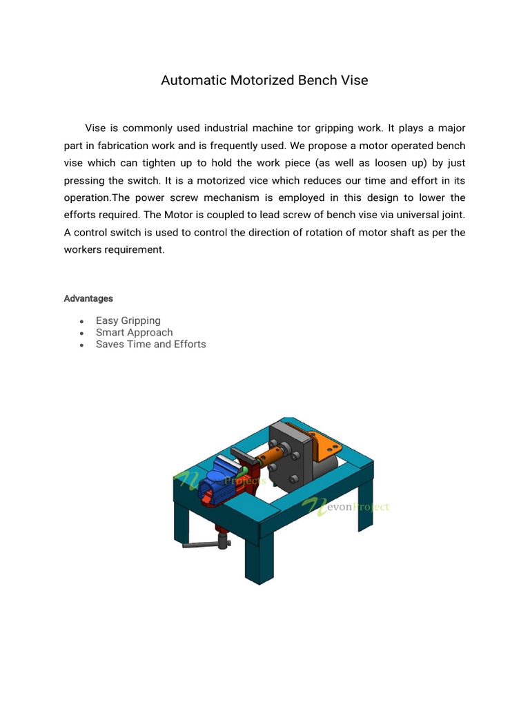 Automatic Motorized Bench Vise Design | PDF