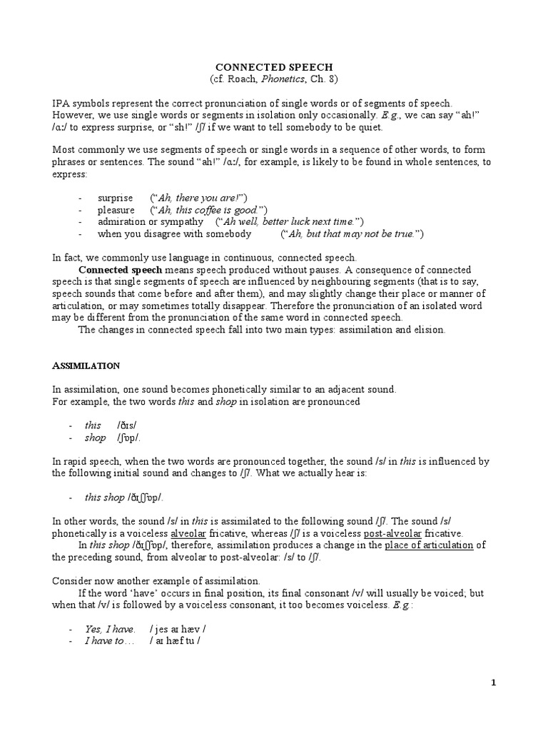 Connected Speech | PDF | Phoneme | Consonant