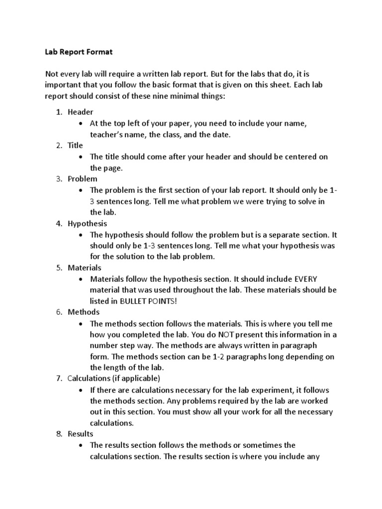 Lab Report Format | PDF | Paragraph | Hypothesis