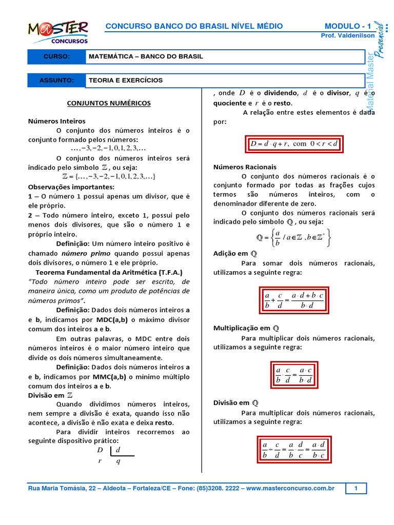 matematica basica concursos.pdf | Inteiro | Fração (Matemática)