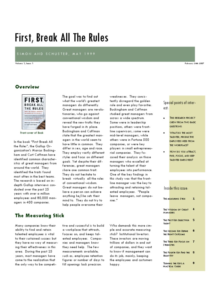 First, Break All The Rules - Buckingham.ebs | PDF | Gallup (Company ...