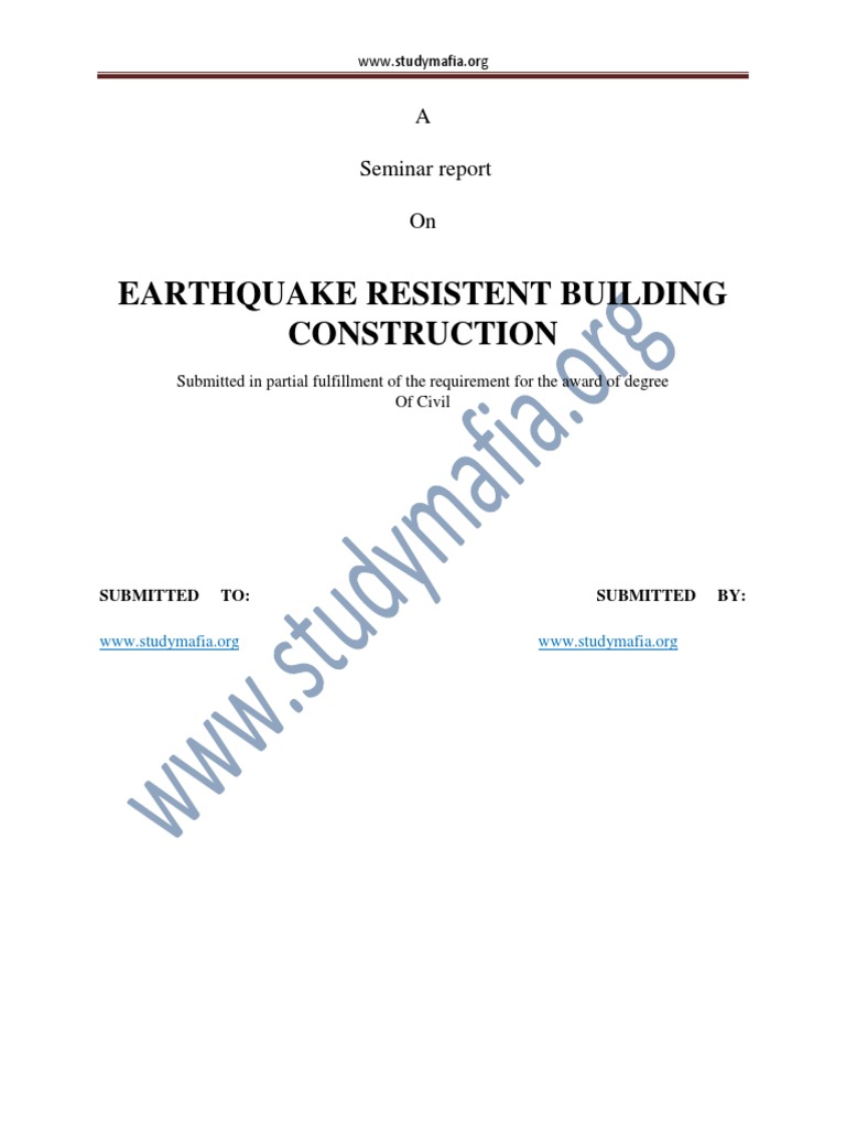 Civil Earthquake Resistent Building Construction Report | PDF | Masonry ...