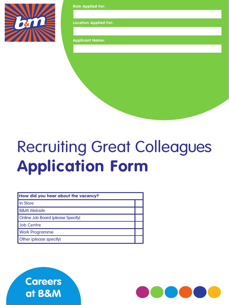 B&M Job Application Form Details | PDF | Employment | Government