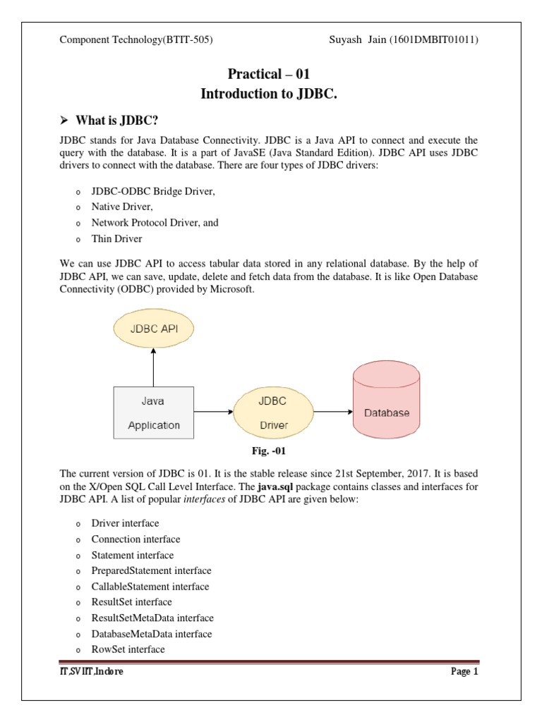 Practical - 01 Introduction To JDBC | PDF | Areas Of Computer Science | Data