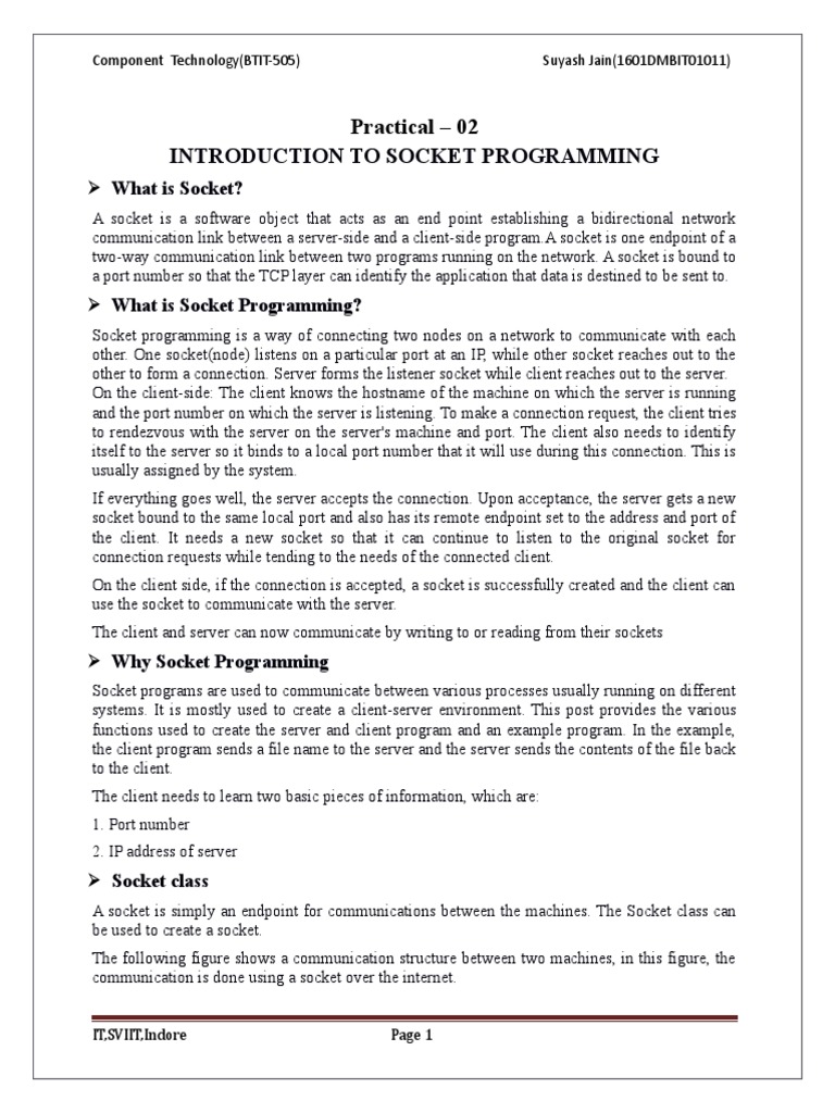 Introduction To Socket Programming Practical 02 Download Free Pdf Network Socket Port