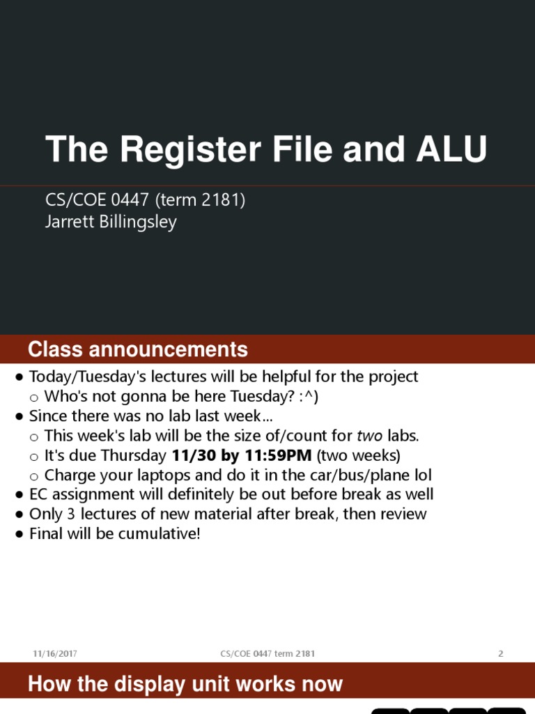 17 - The Register File and ALU | PDF | Central Processing Unit ...