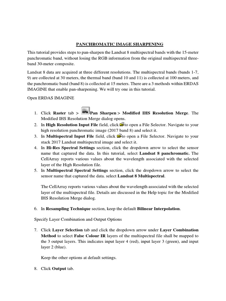 Panchromatic Image Sharpening | PDF | Image Resolution | Sensor