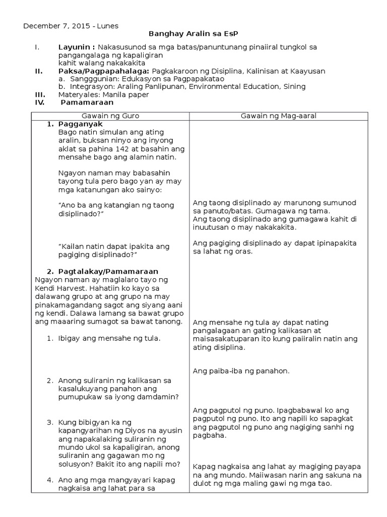 Detailed Lesson Plan in Esp | PDF