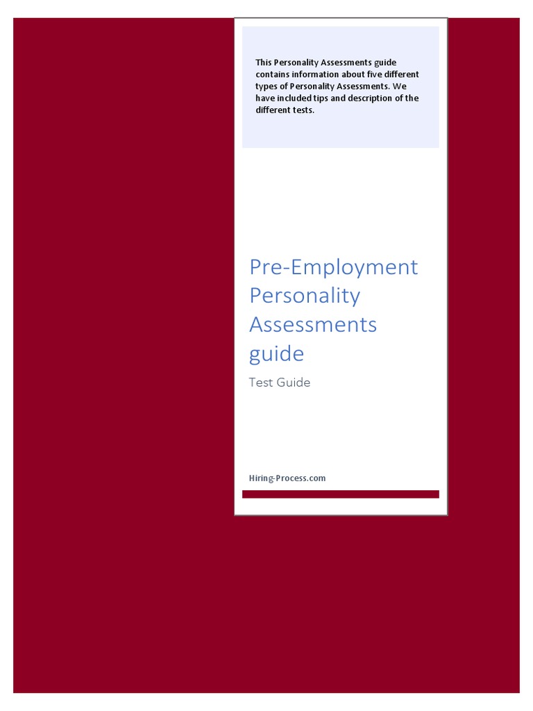 Pre-Employment Personality Test Guide | PDF | Emergence | Psychology