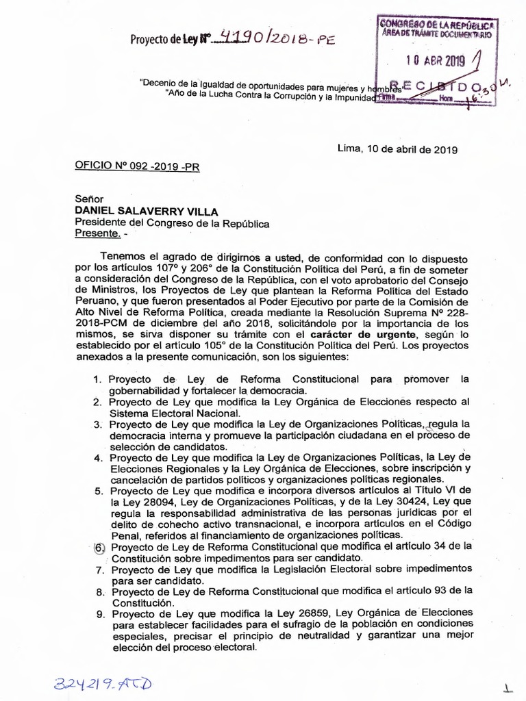 Ley de reforma constitucional que modifica el artículo 34 de la ...