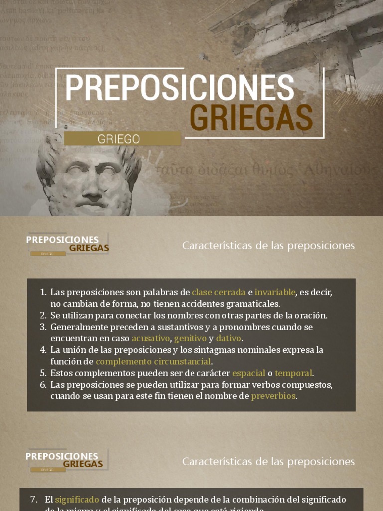 Preposiciones Griegas Que Rigen Un Caso | PDF | Preposición y Postposición | Sustantivo
