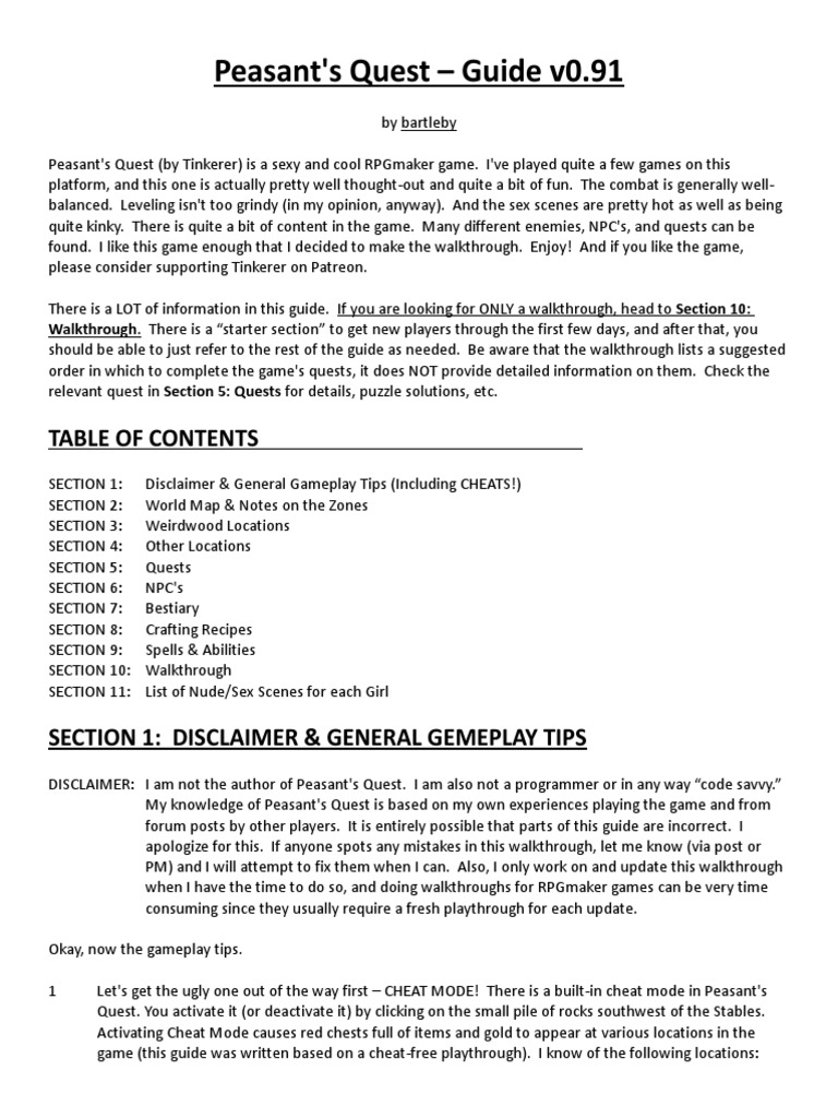 Peasants Quest Walkthrough V091 Pdf Cheating In Video Games Magician Fantasy 